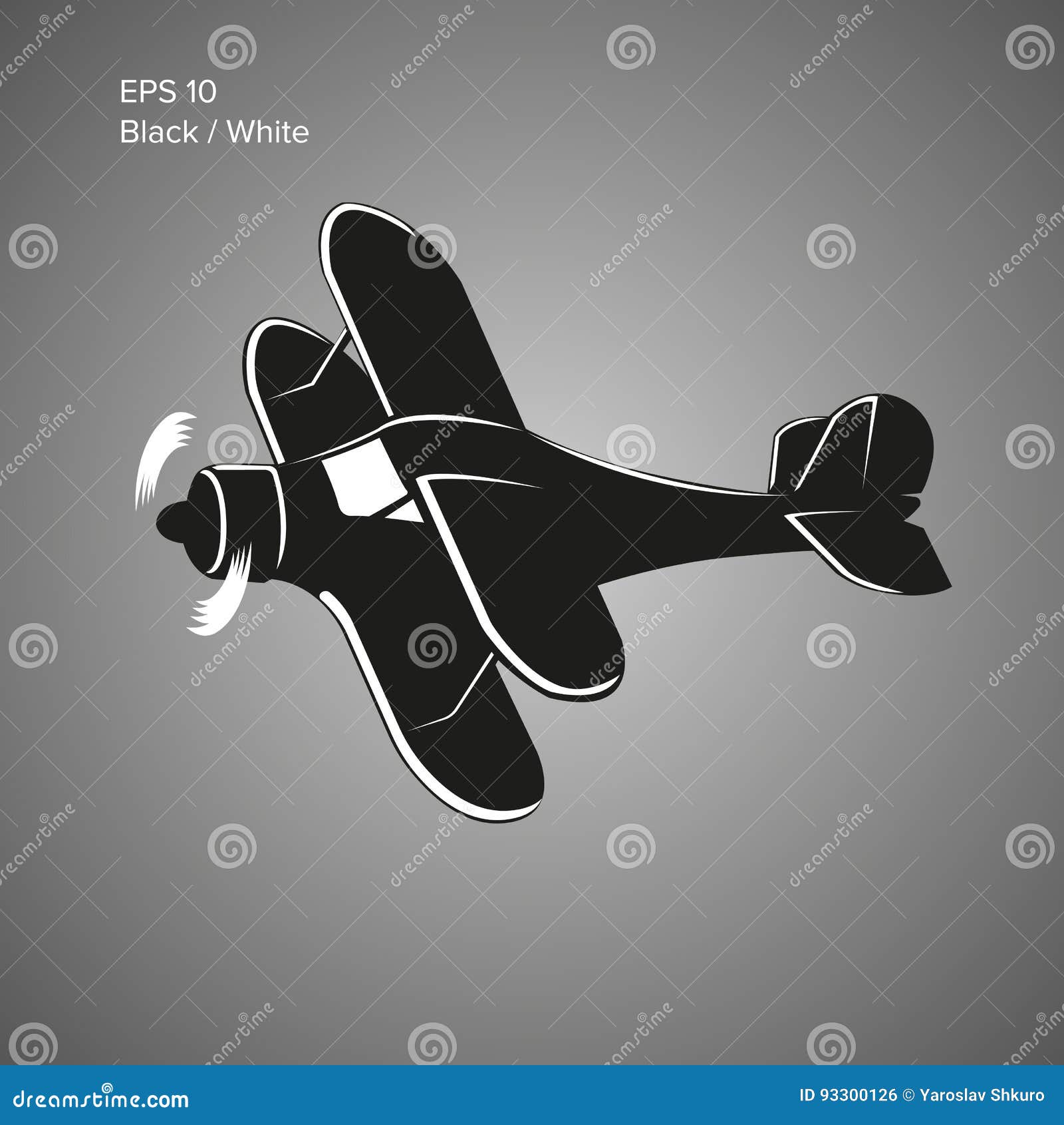 Small Plane Vector Illustration. Single Engine Propelled Biplane ...