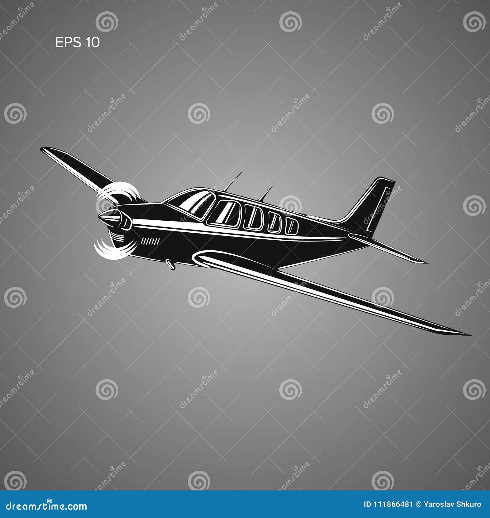 Small Plane Vector Illustration. Single Engine Propelled Passenger ...