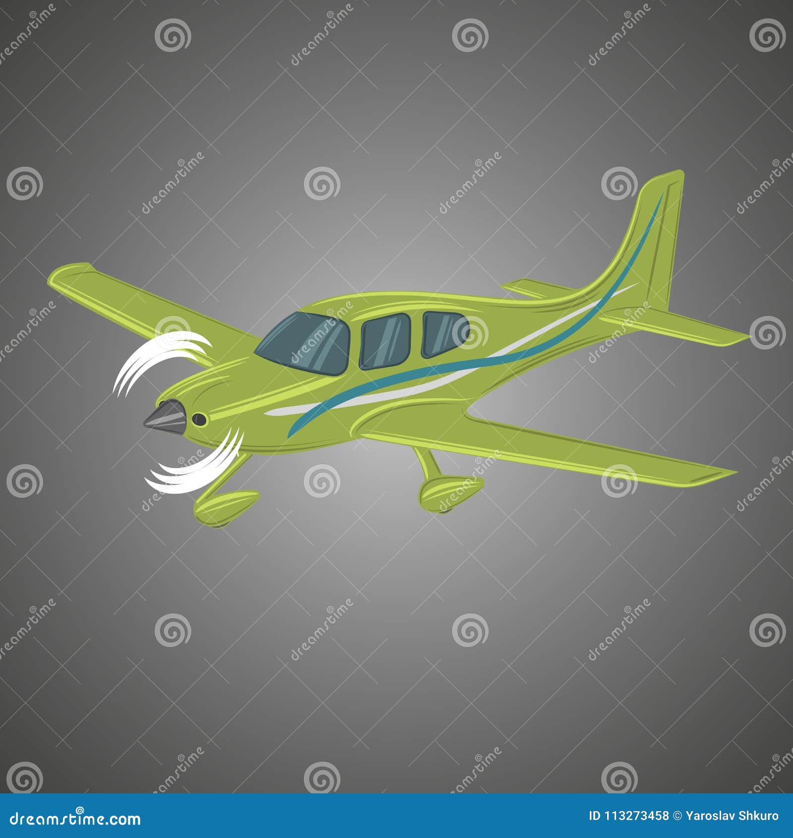 Small Plane Vector Illustration. Single Engine Propelled Passenger ...