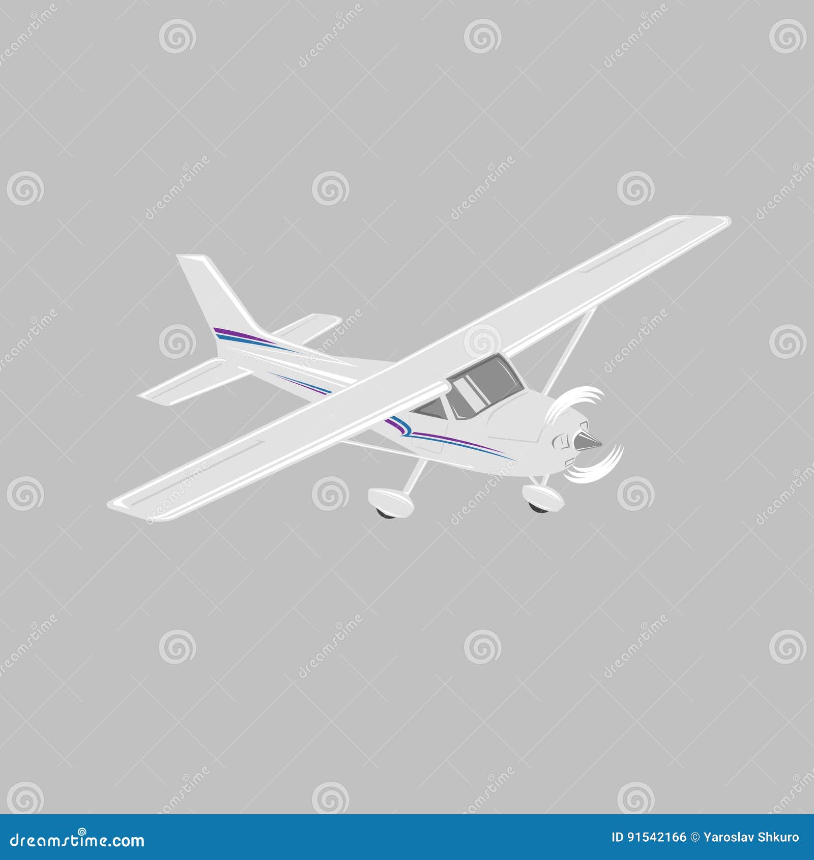 Small Plane Vector Illustration. Single Engine Propelled Passenger ...