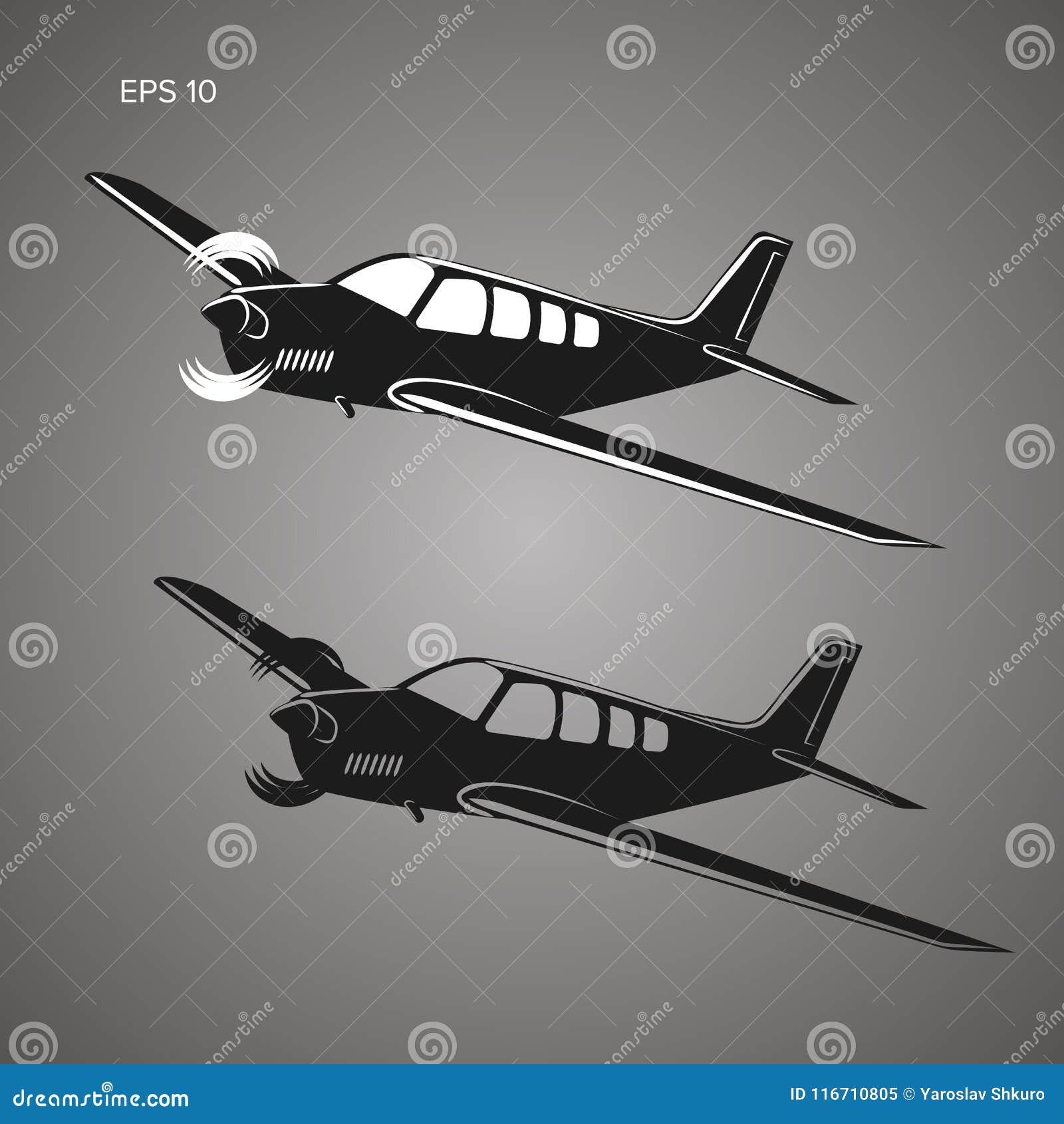 Small Plane Vector Illustration. Single Engine Propelled Passenger ...