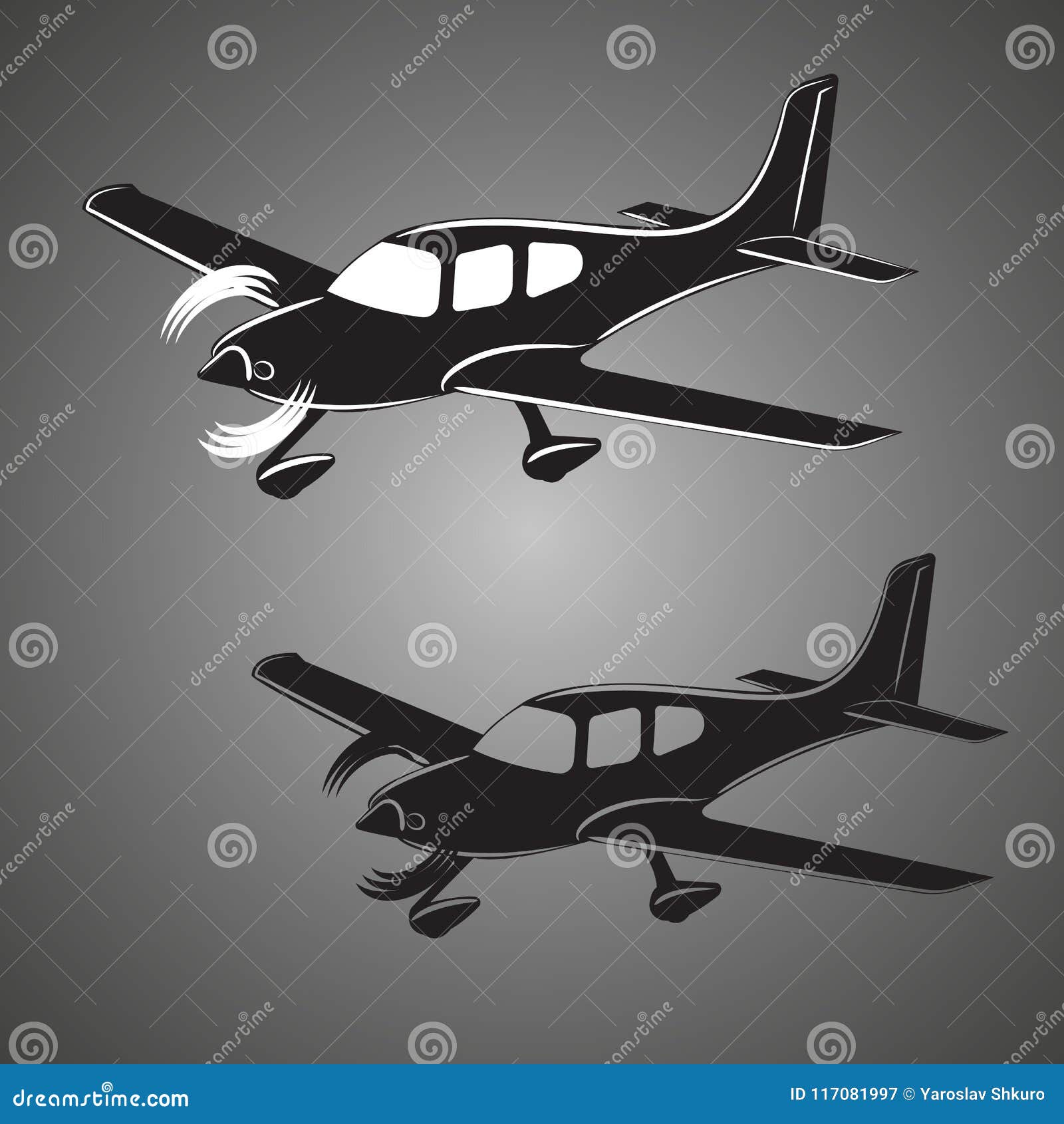Small Plane Vector Illustration. Single Engine Propelled Passenger ...