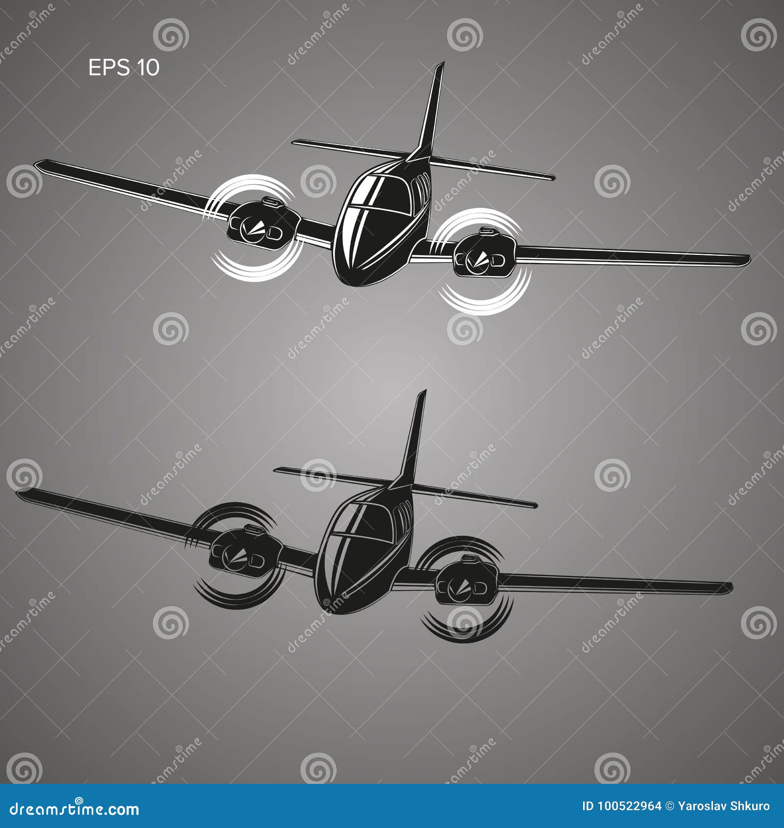 Illustration Of A Twin-engined Passenger Plane On A White Background In ...