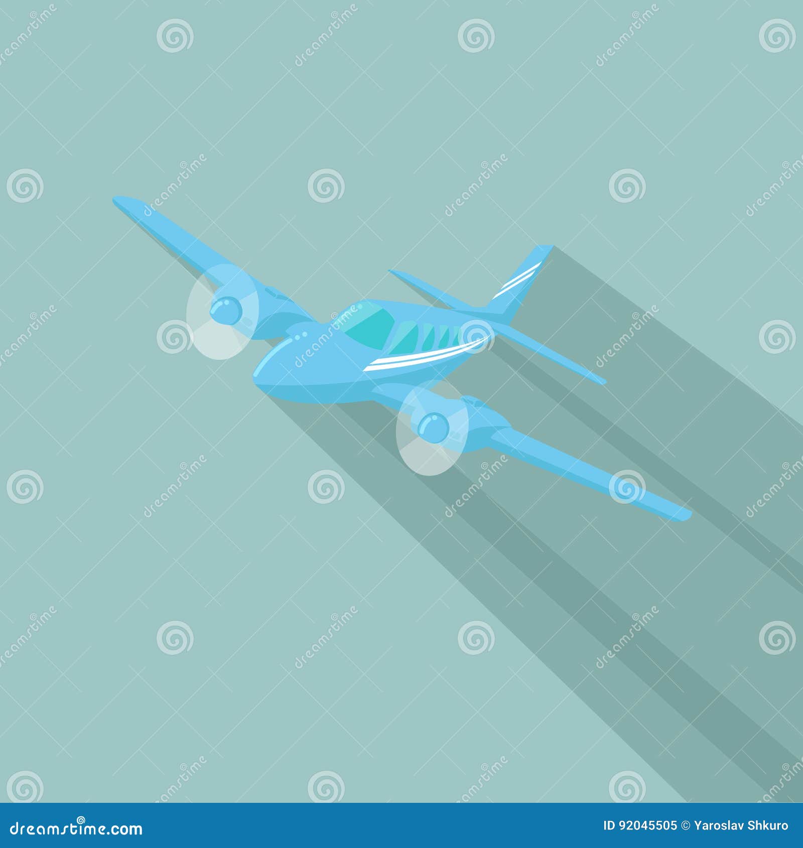 Small Plane Vector Illustration. Twin Engine Propelled Aircraft. Vector ...
