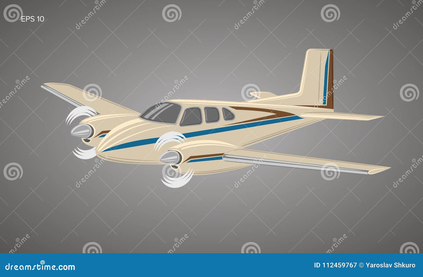 Small Plane Vector Illustration. Twin Engine Propelled Passenger ...