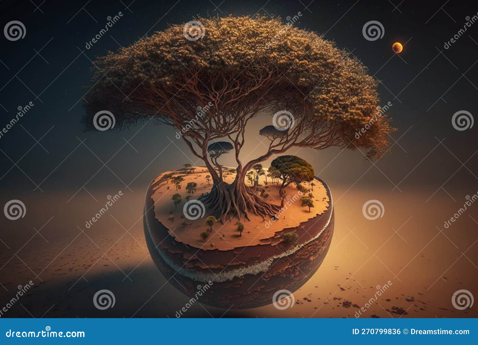 Small Planet with a Tree on Top of it Generative AI Stock Illustration ...