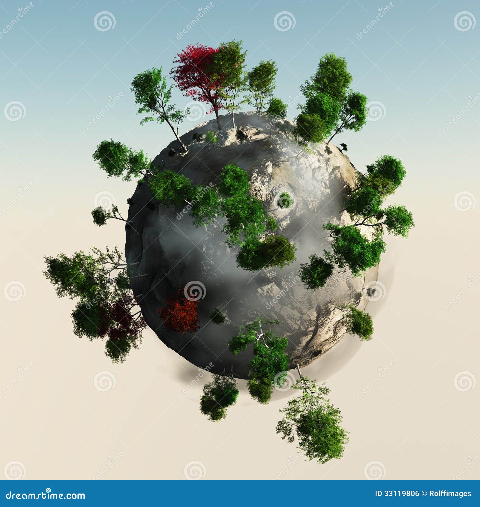 Small Planet with trees stock illustration. Illustration of ball - 33119806