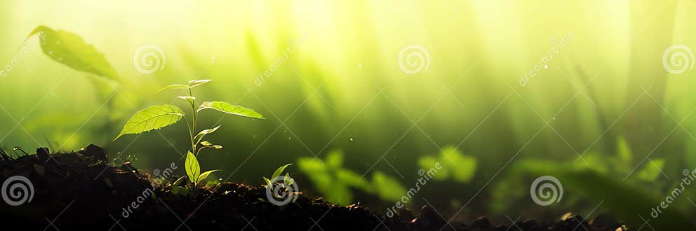 Small Plant Growing Banner Background with Copy Space Stock ...