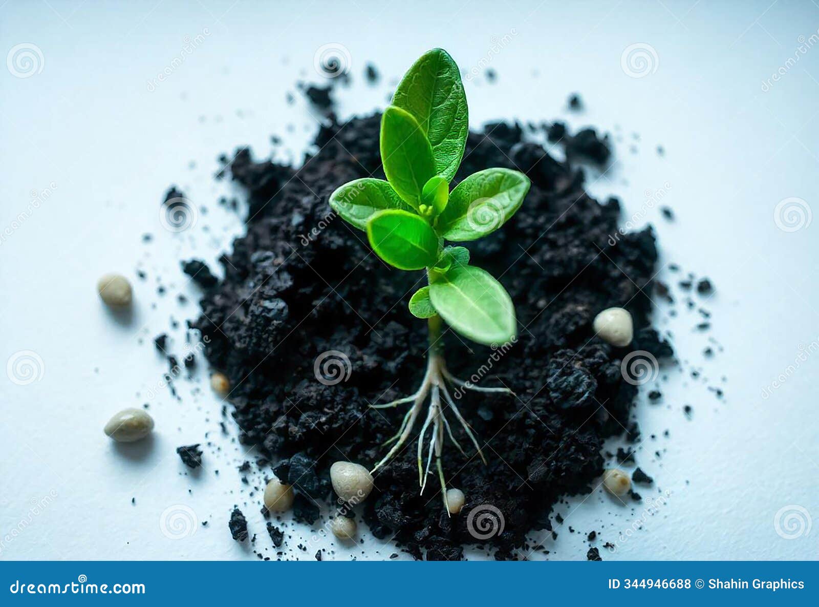 A Small Plant is Growing Out of a Pile of Soil Stock Illustration ...