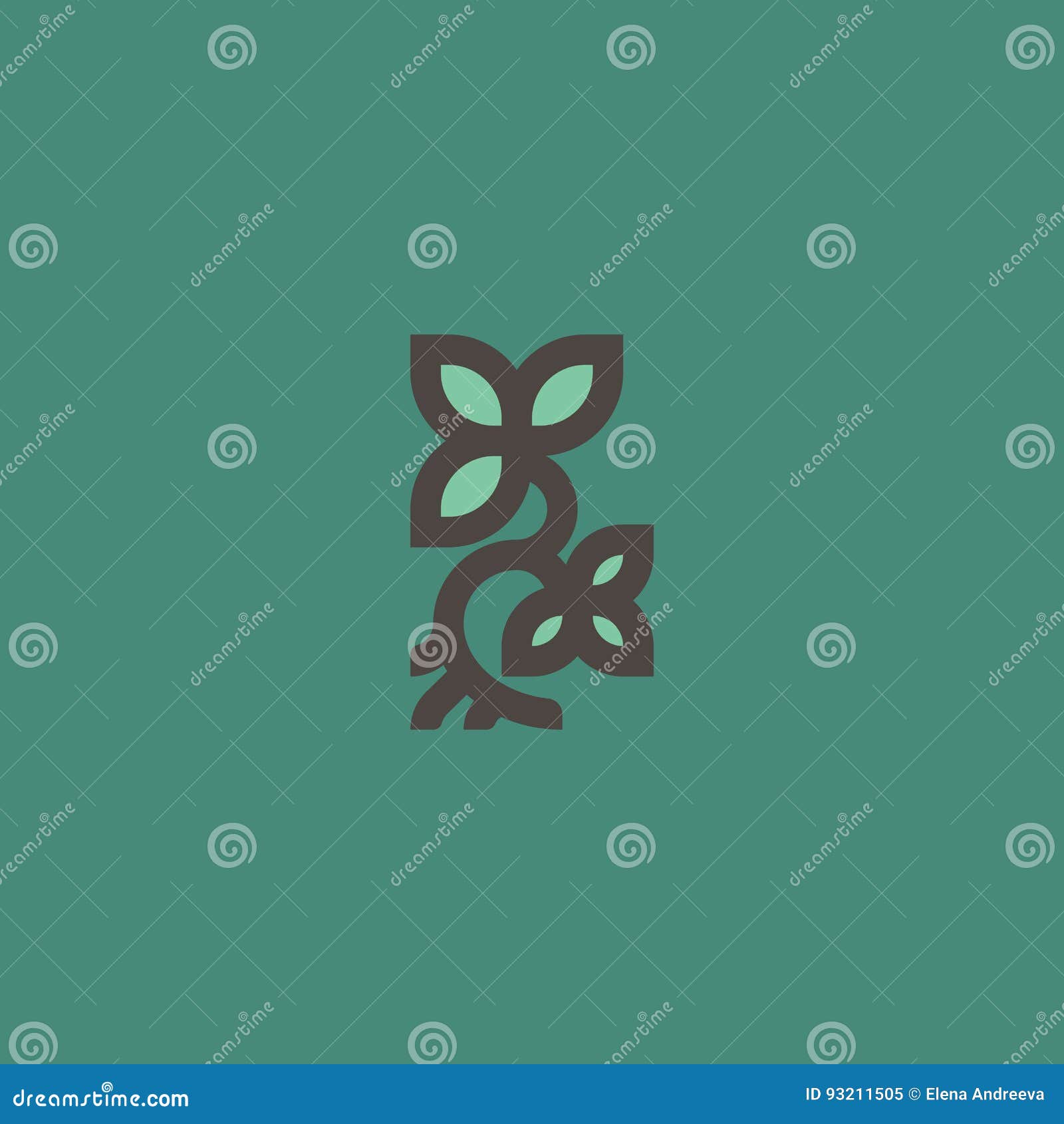 Small Plant With Leaves And Root. Line Logo Template Or Icon Cartoon ...