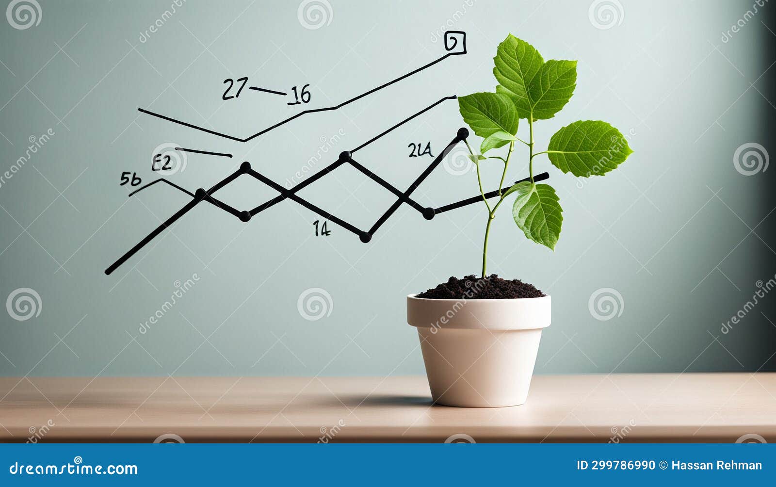 Small Plant in Pot Shaped Like Growing Graph Stock Illustration ...