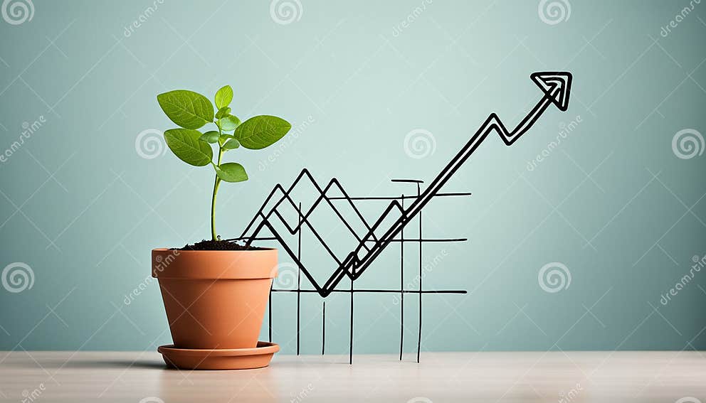 Small Plant in Pot Shaped Like Growing Graph Stock Illustration ...