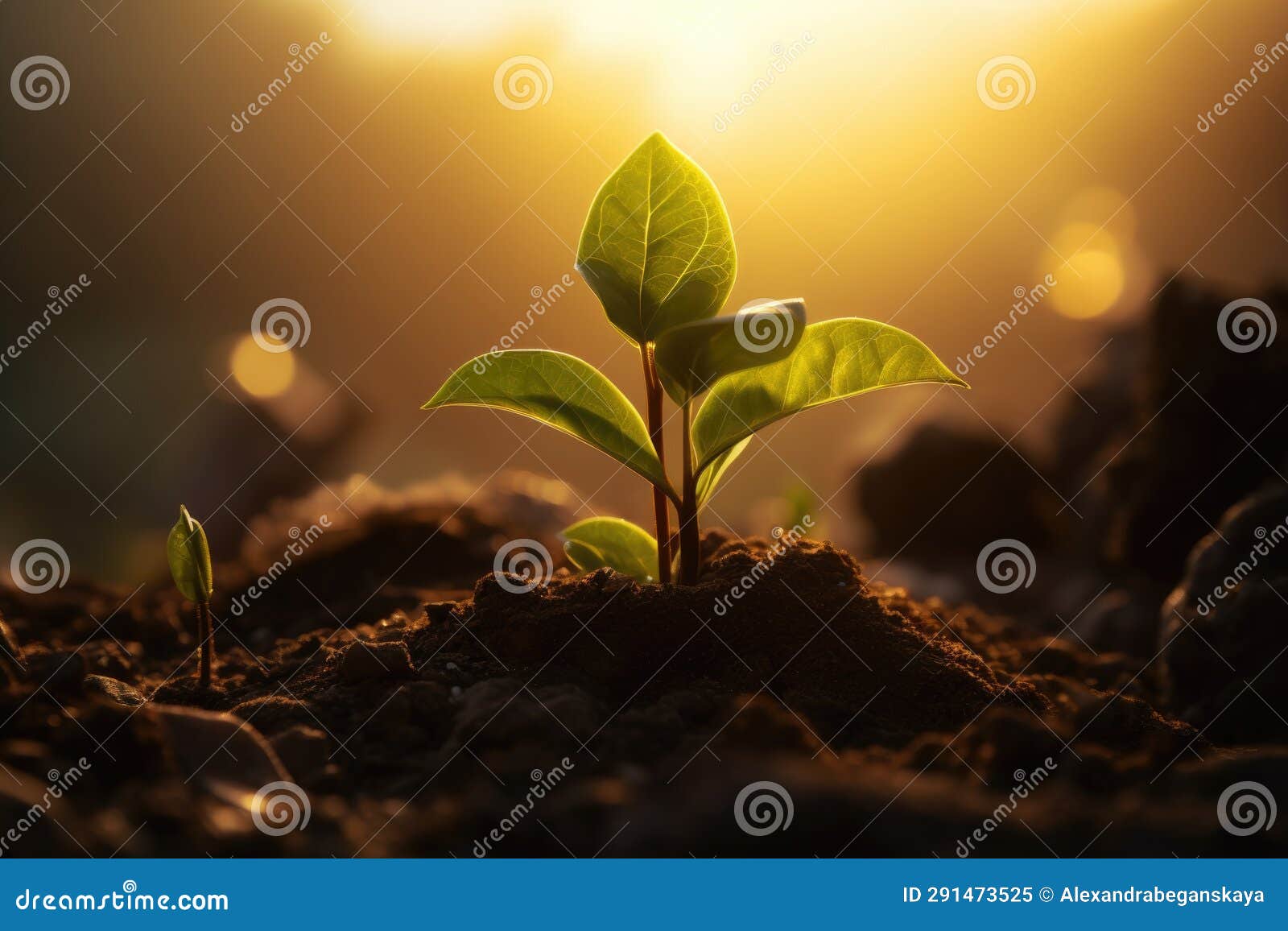 A small plant in the soil stock illustration. Illustration of gardening ...