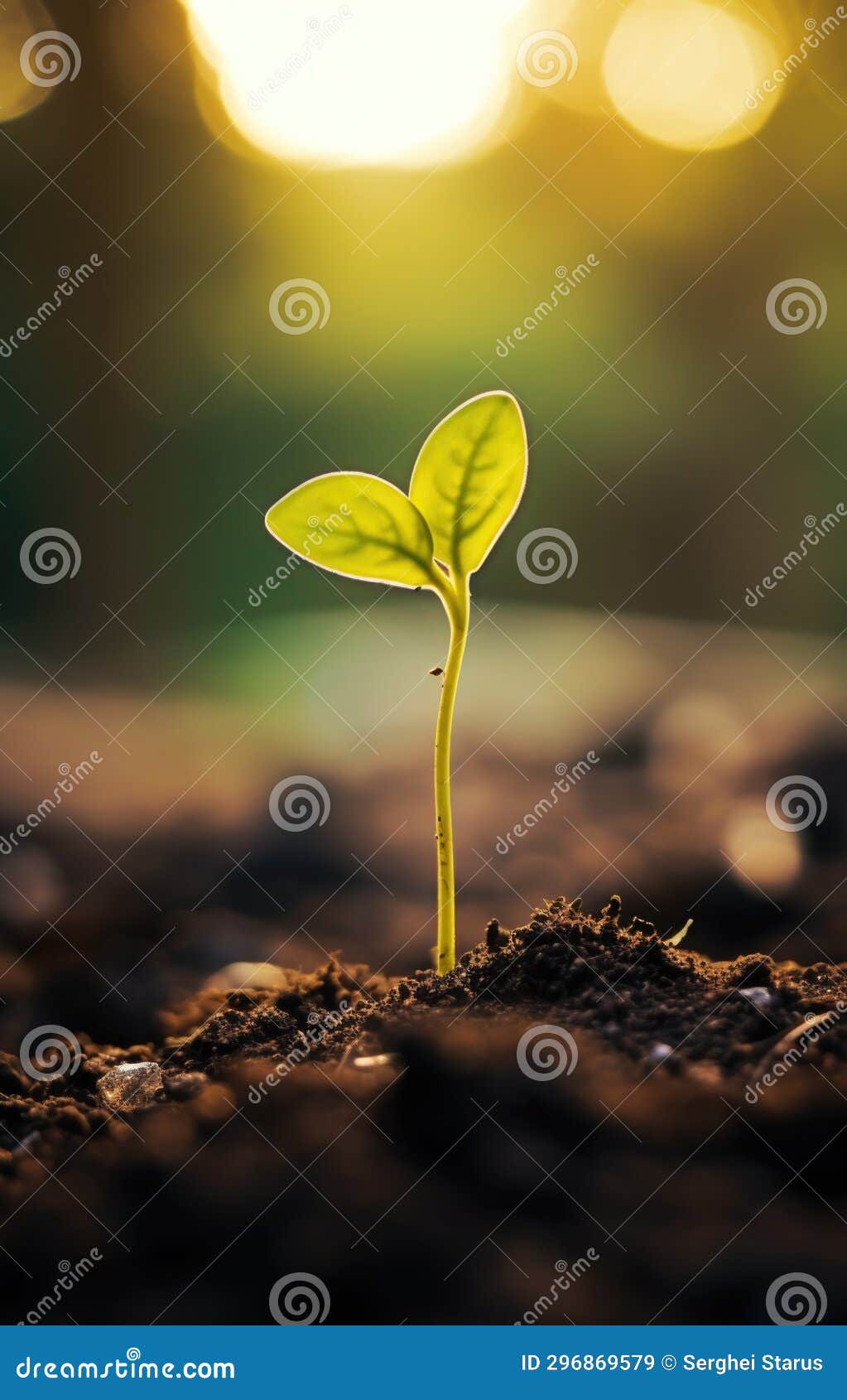 A Small Plant Sprouting from the Ground, AI Stock Image - Image of ...