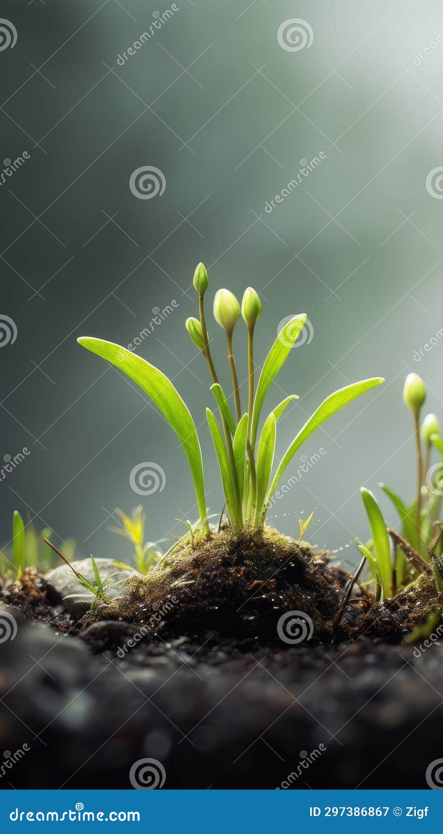 Small Plant Sprouting Out of the Ground in Front of a Dark Background ...