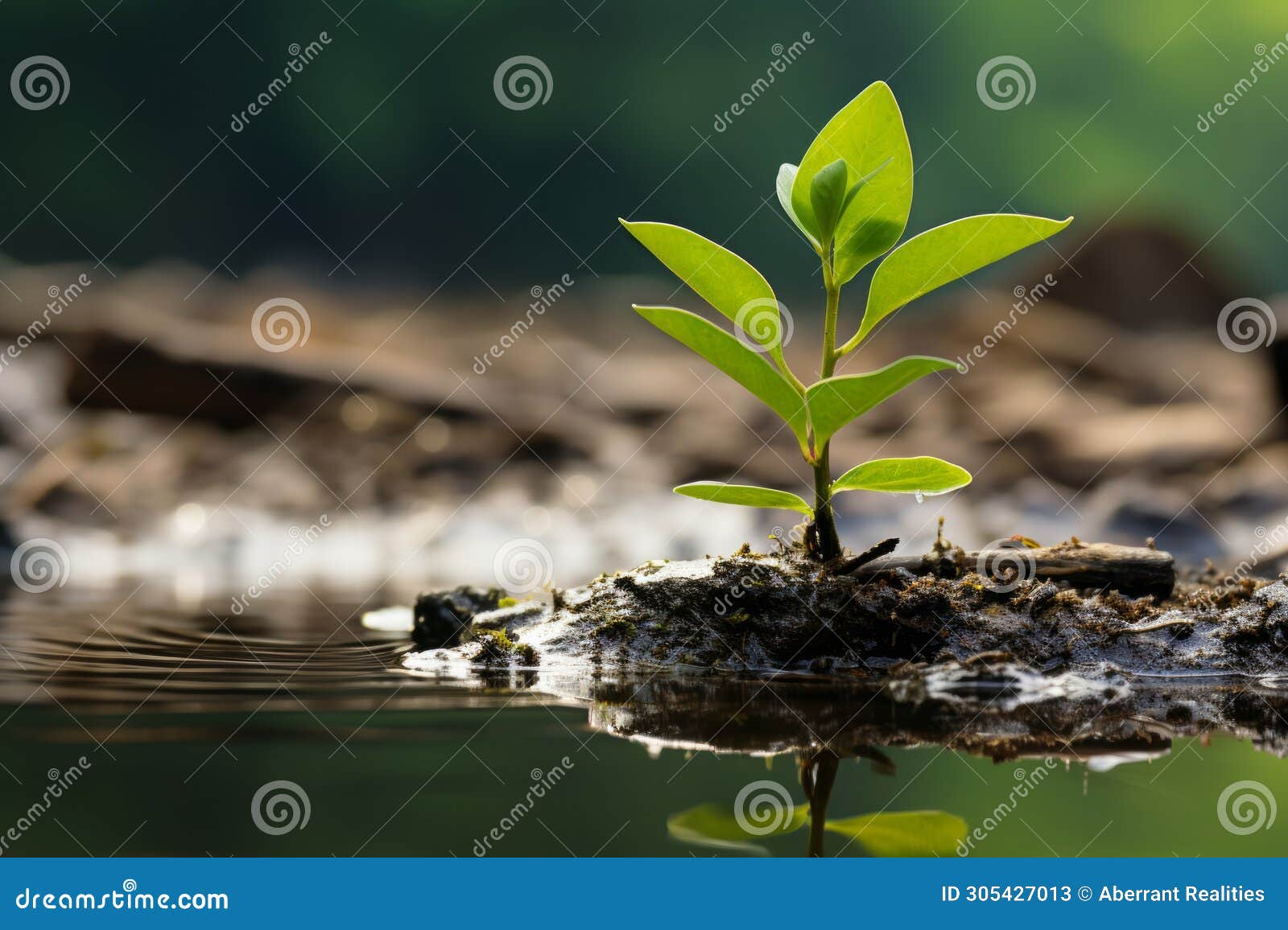 A Small Plant Sprouting Out of the Water Stock Illustration ...
