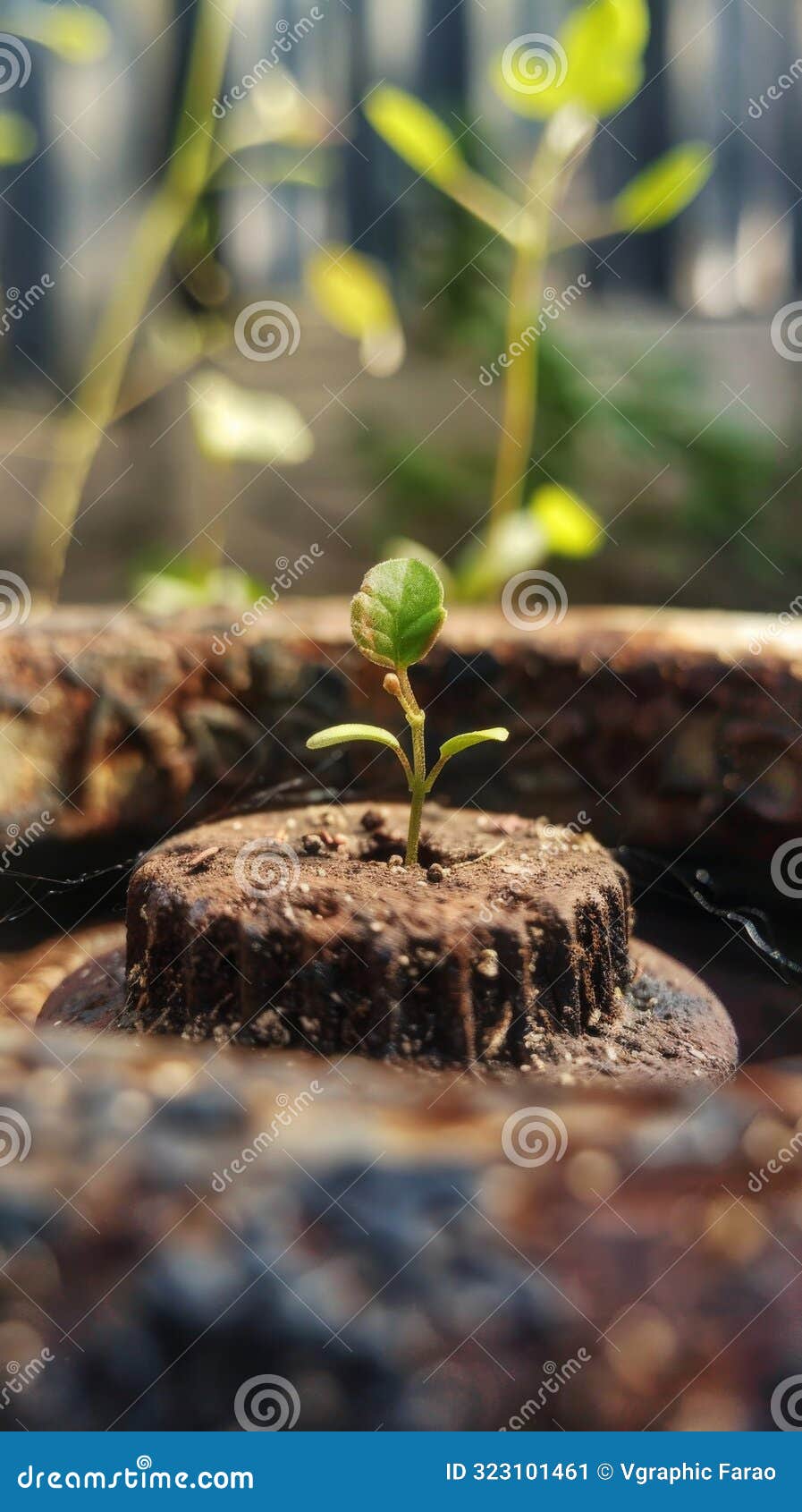 Small Plant Sprouting from a Rusted Surface, Close-up, Growth and ...