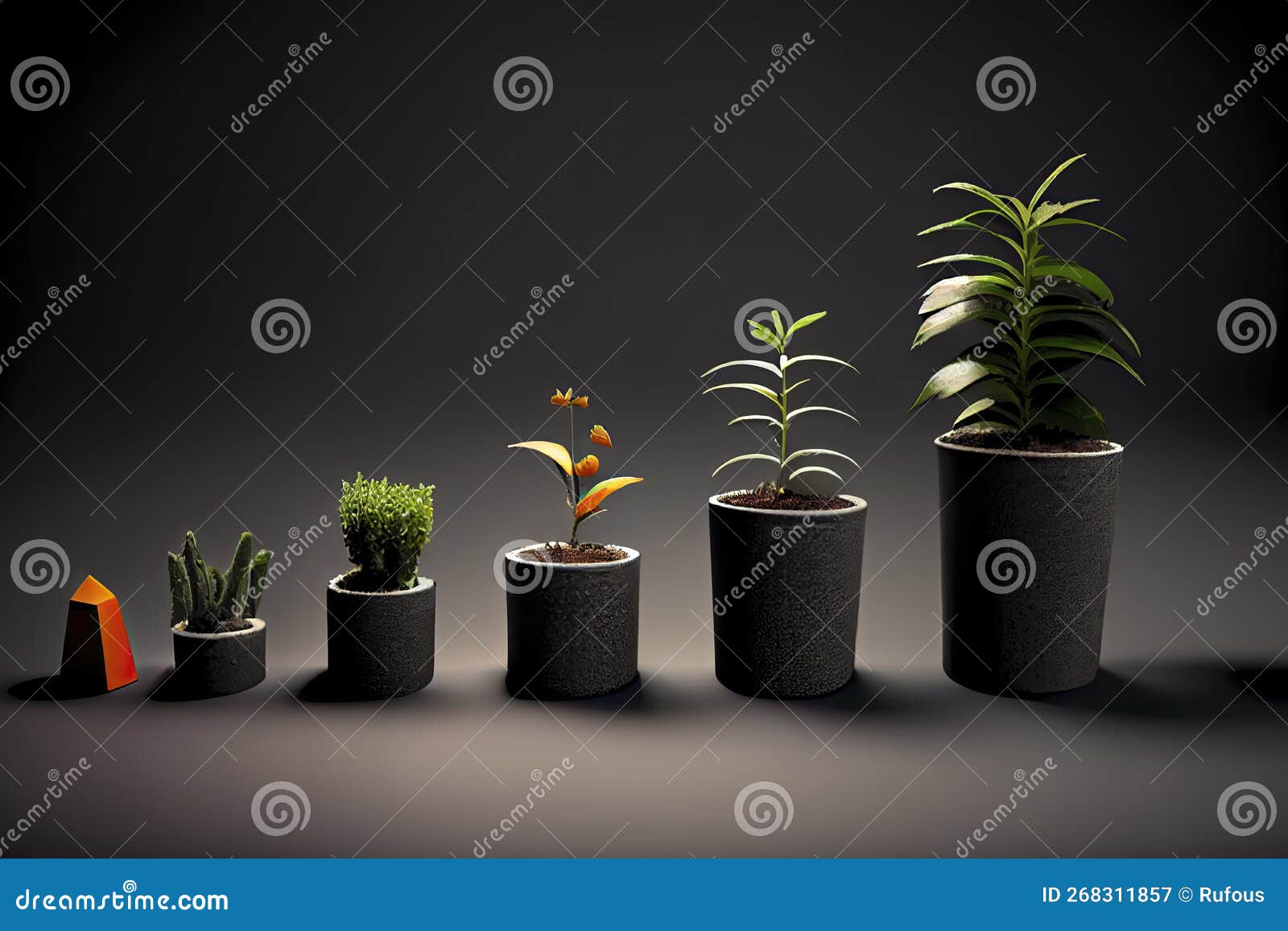 Small Plants in Growing Graph-like Pots Stock Illustration ...