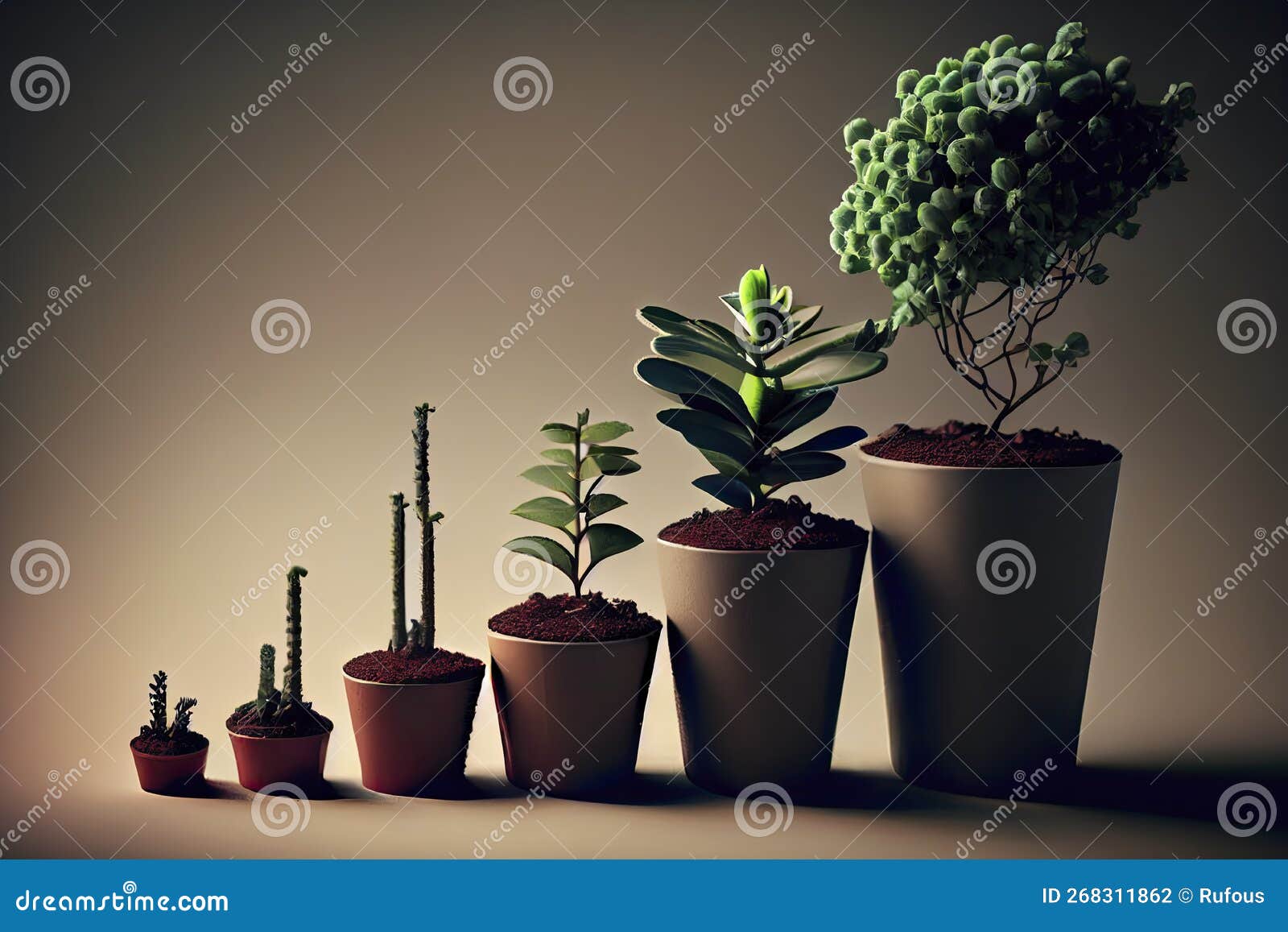 Small Plants in Growing Graph-like Pots Stock Illustration ...