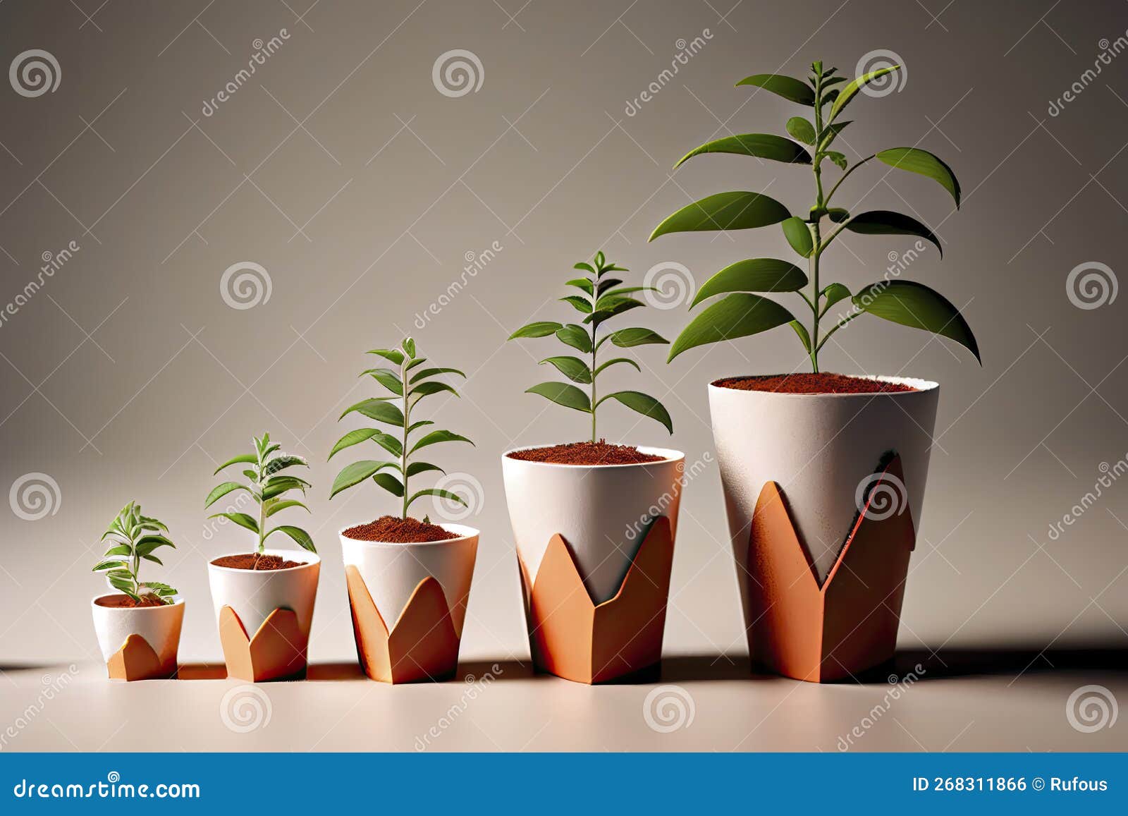 Small Plants in Growing Graph-like Pots Stock Illustration ...