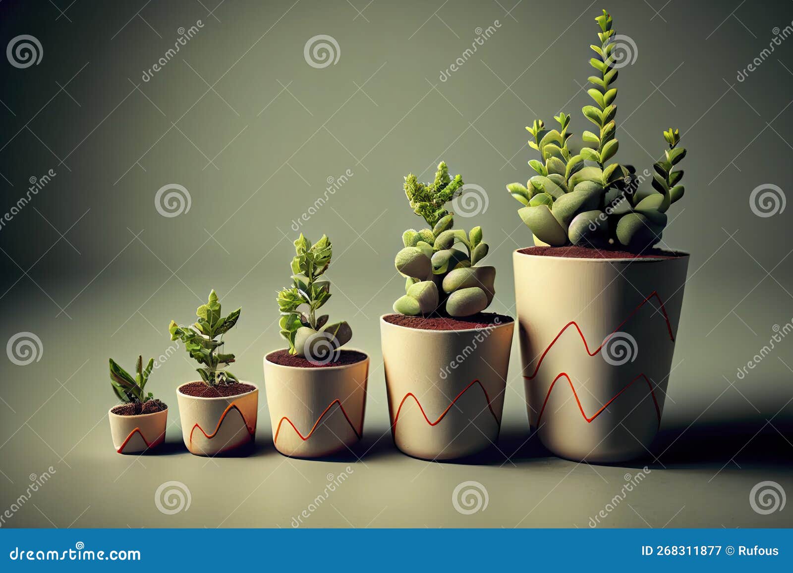 Small Plants in Growing Graph-like Pots Stock Image - Image of forecast ...