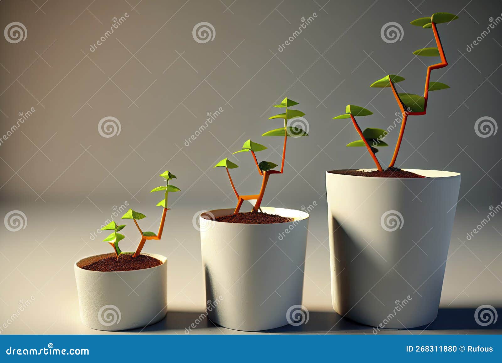 Small Plants in Growing Graph-like Pots Stock Illustration ...