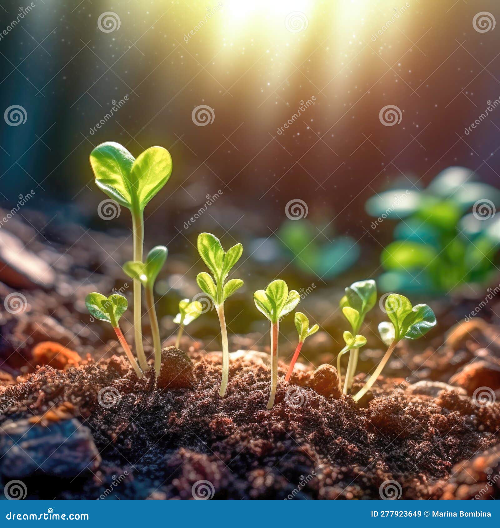 Small Plants Growth from the Ground with Sunlight and Flare Effect ...