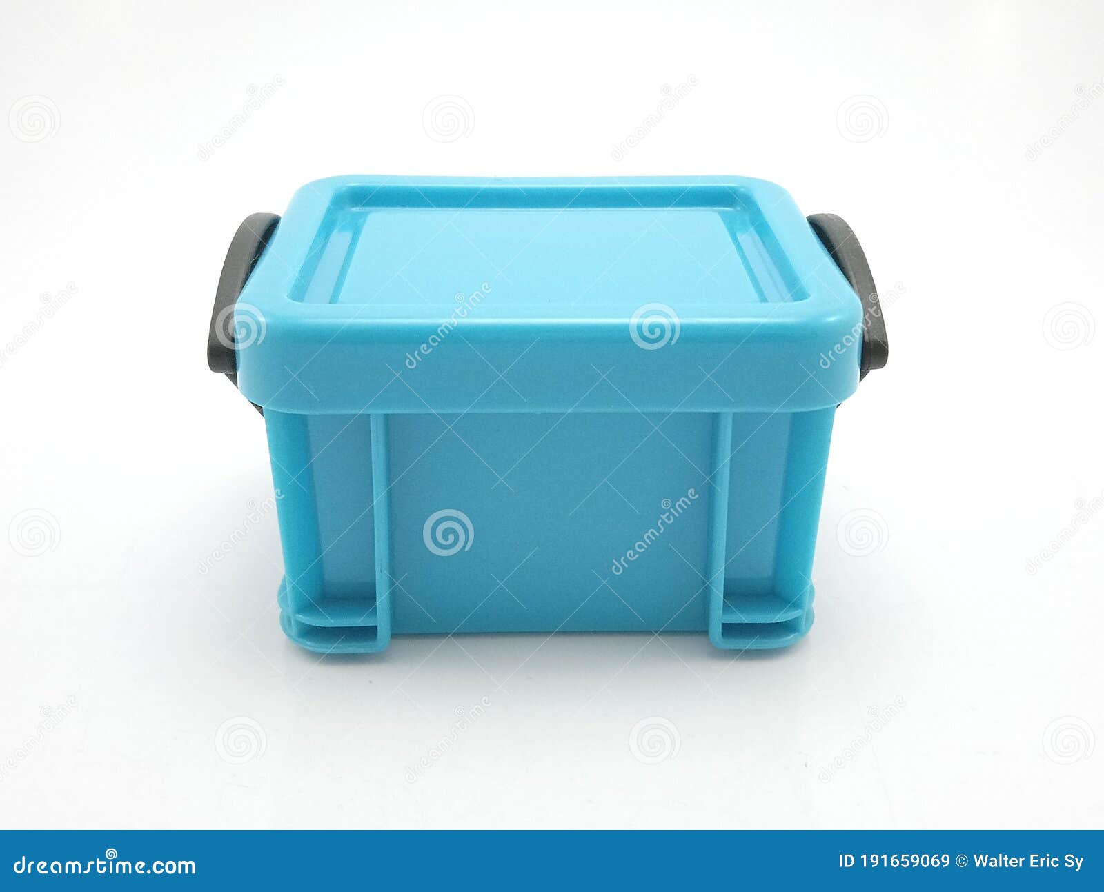 Small Plastic Blue Storage Box with Lid on Top and Locks on Sides Stock ...