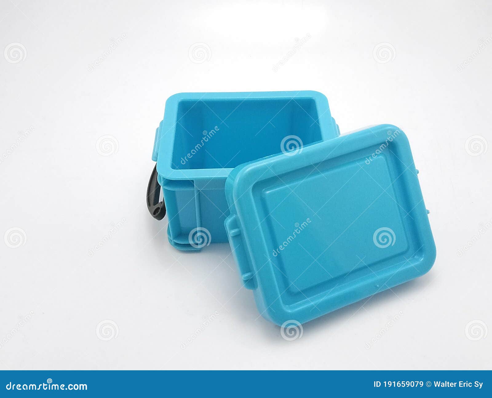 Small Plastic Blue Storage Box with Lid on Top and Locks on Sides Stock ...