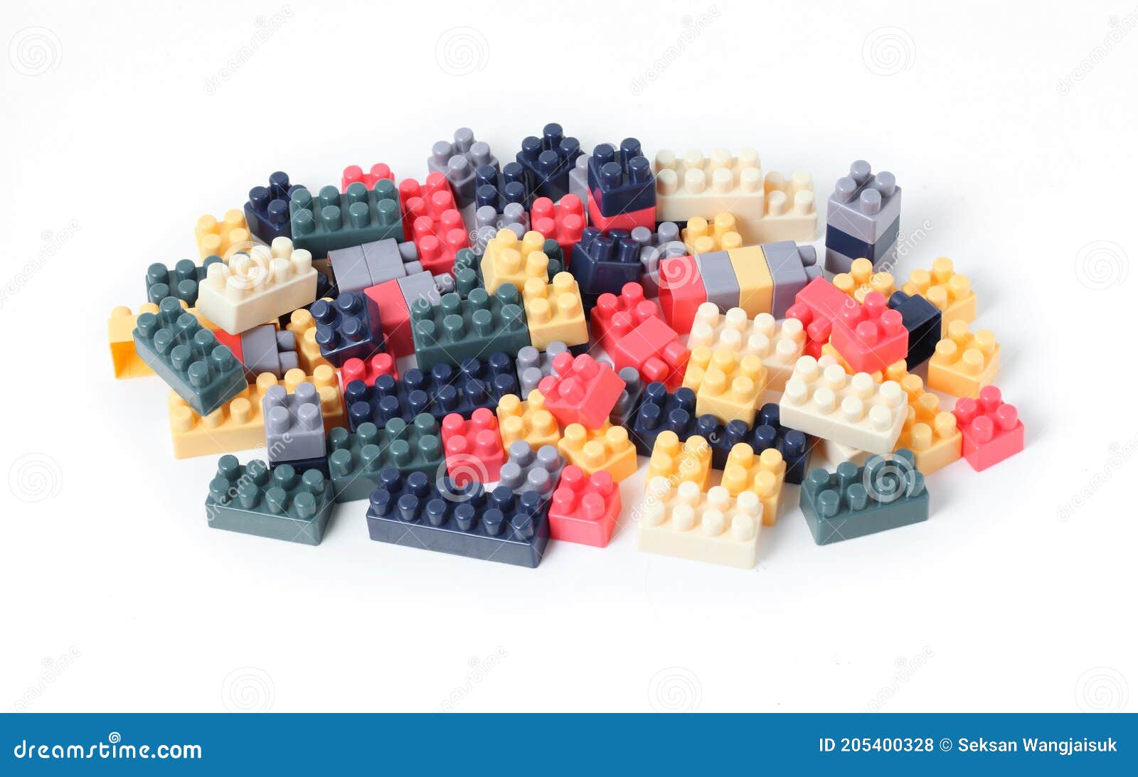 Small Plastic Building Blocks on White Background Stock Photo - Image ...
