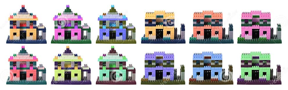 Small Plastic Building Blocks on White Background Stock Image - Image ...