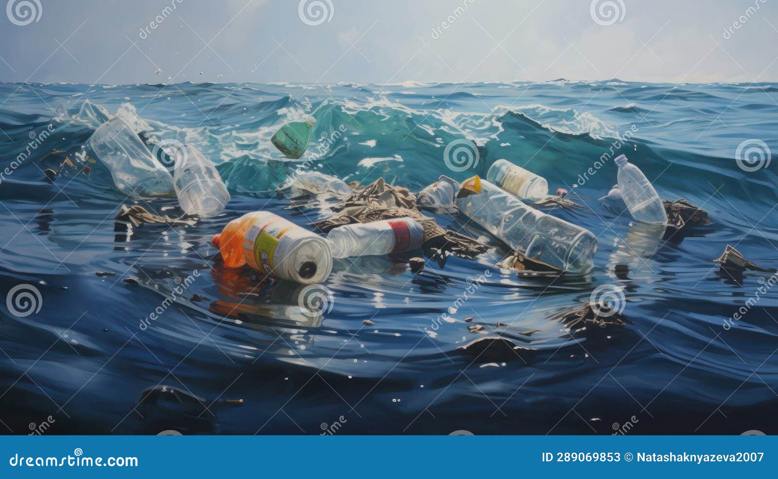 Small Plastic Garbage Floats on the Waves of the Ocean. Stock Image ...
