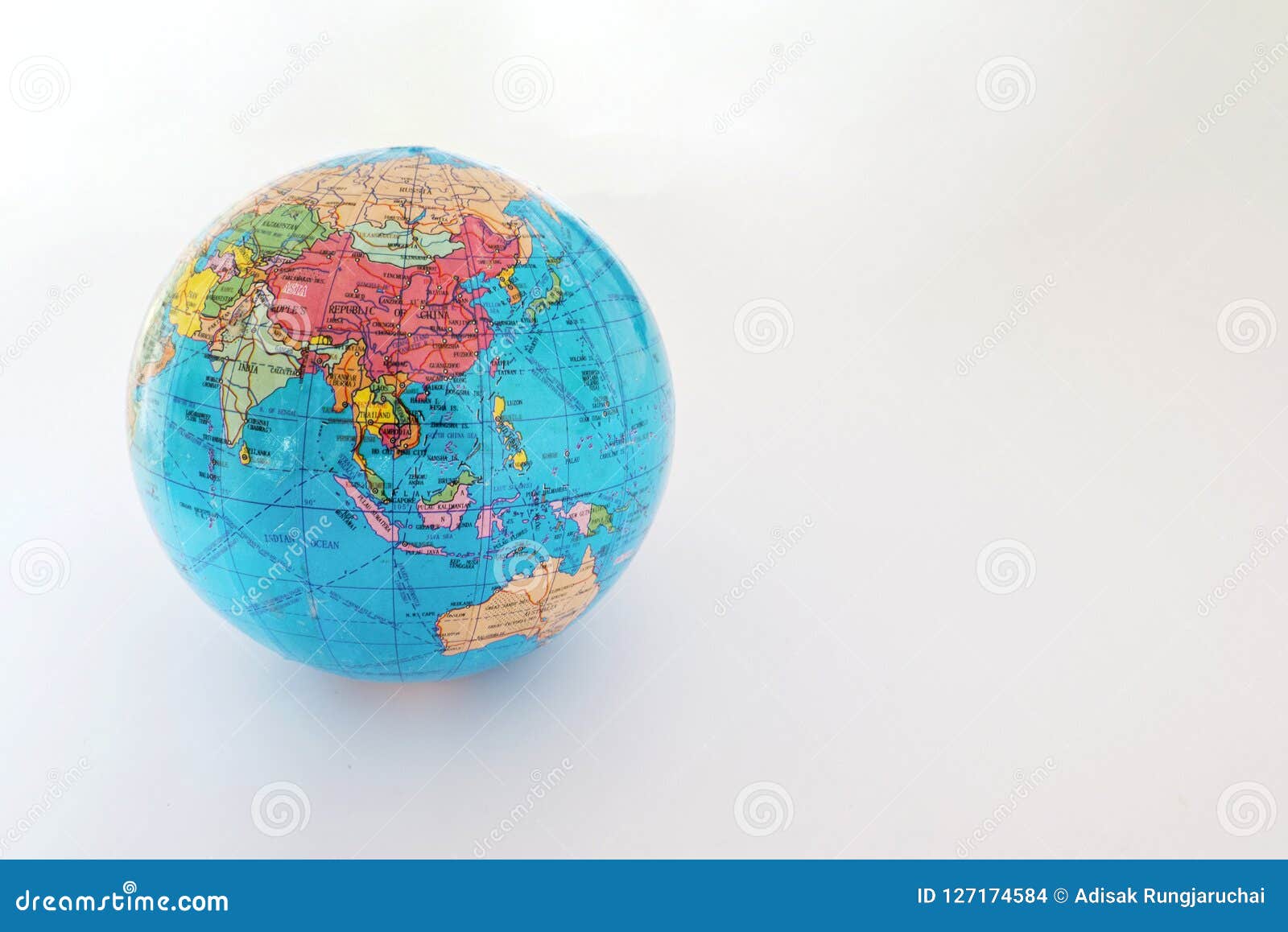 A Small Plastic Globe, Isolated on a White Background. Stock Photo ...