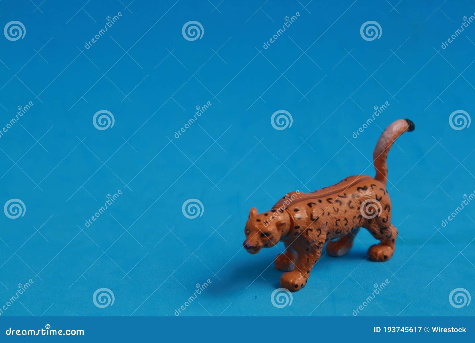 Small Plastic Leopard Toy Isolated on a Blue Background Stock Image ...