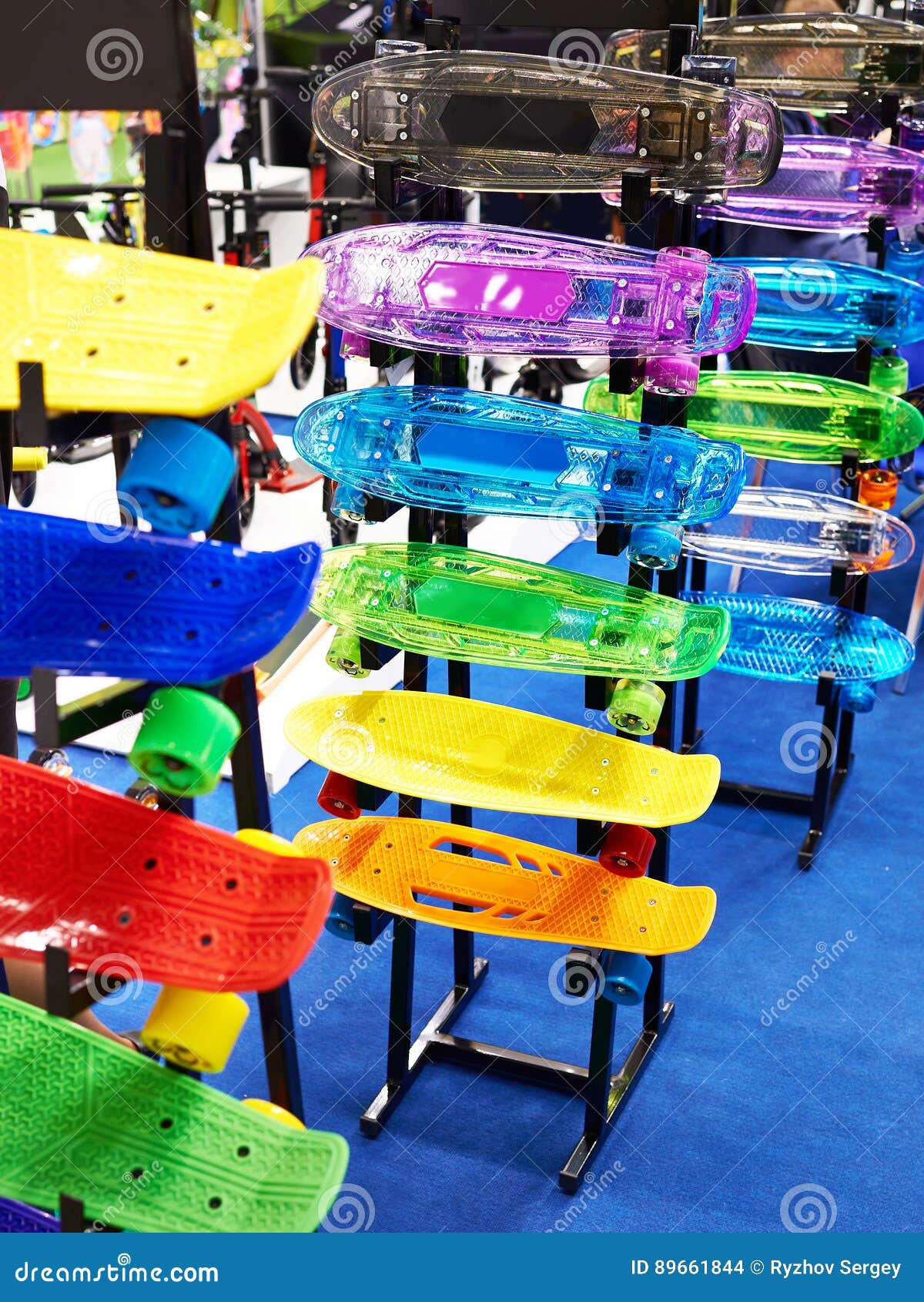 Small Plastic Skateboards in Toy Store Stock Photo - Image of hobbies ...