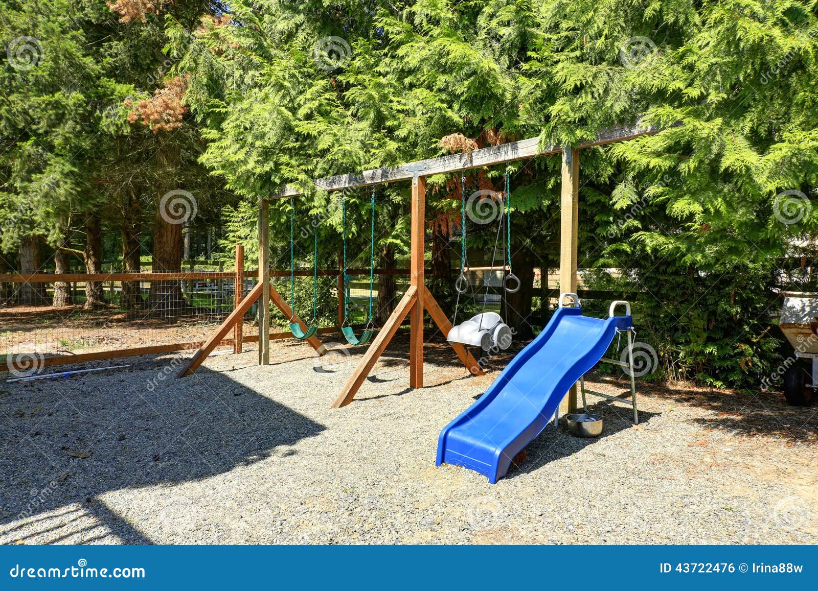 Small Playground on Backyard Area Stock Photo - Image of swing, house ...