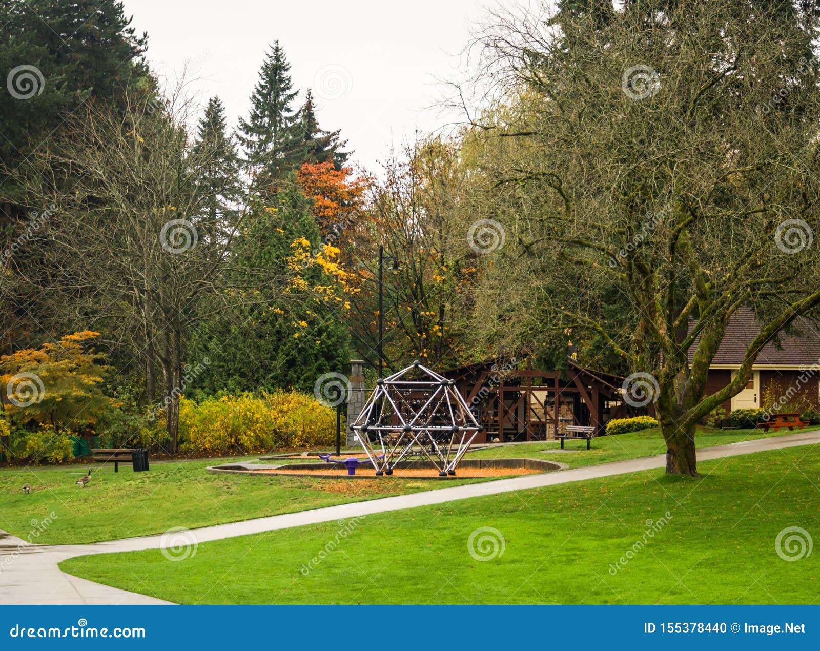 Small Playground in a Park on Overcast Autumn Day in Canada Stock Photo ...