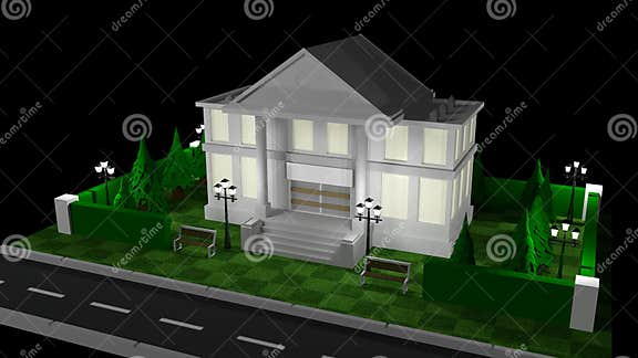 Small Plot with a House and Trees Stock Illustration - Illustration of ...