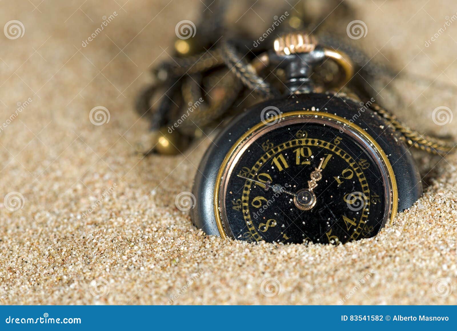 Small Pocket Watch in the Sand Stock Photo - Image of horizontal ...