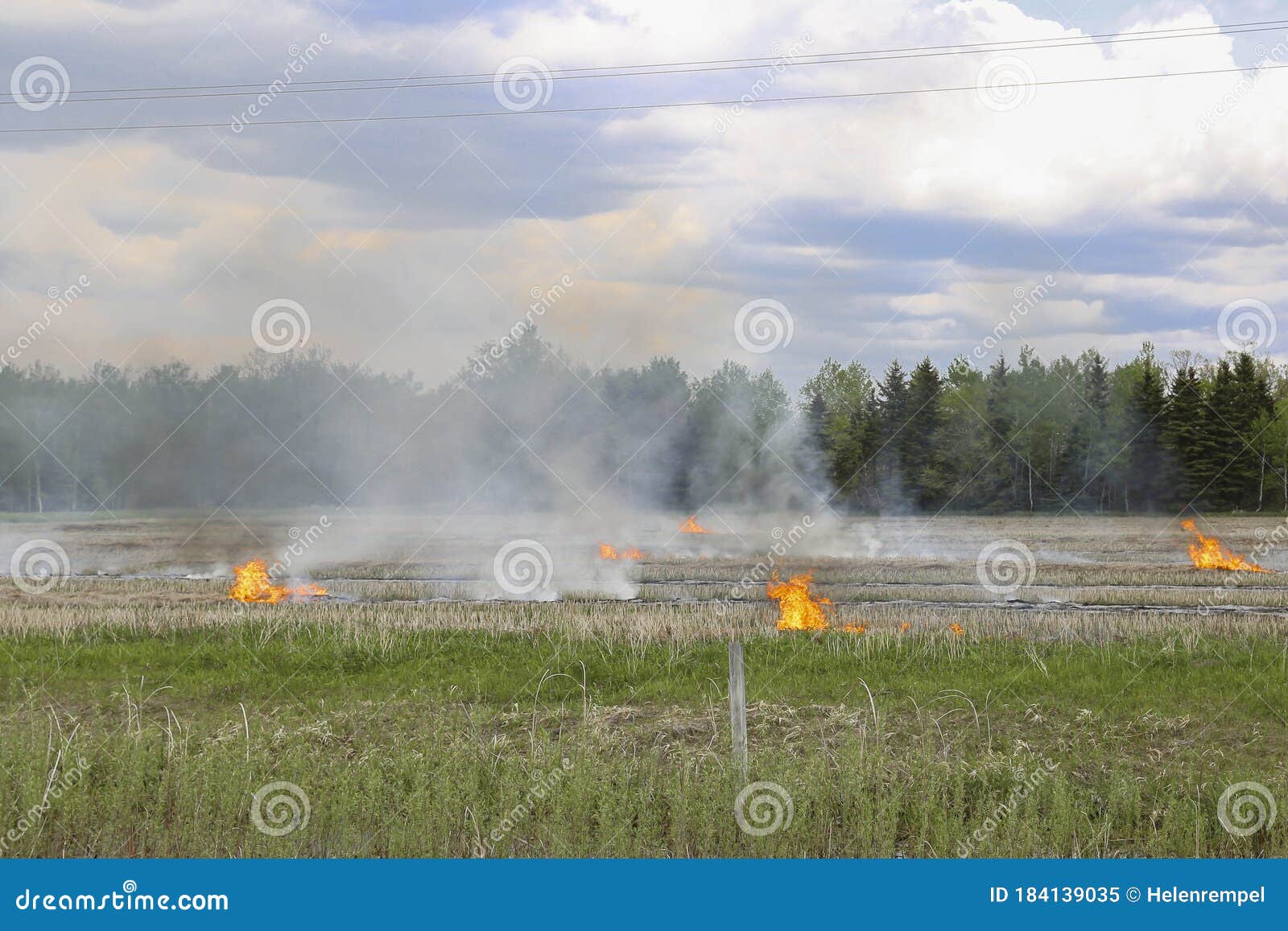 Small Pockets of Fire Burning Stubble in a Farmers Field Stock Image ...