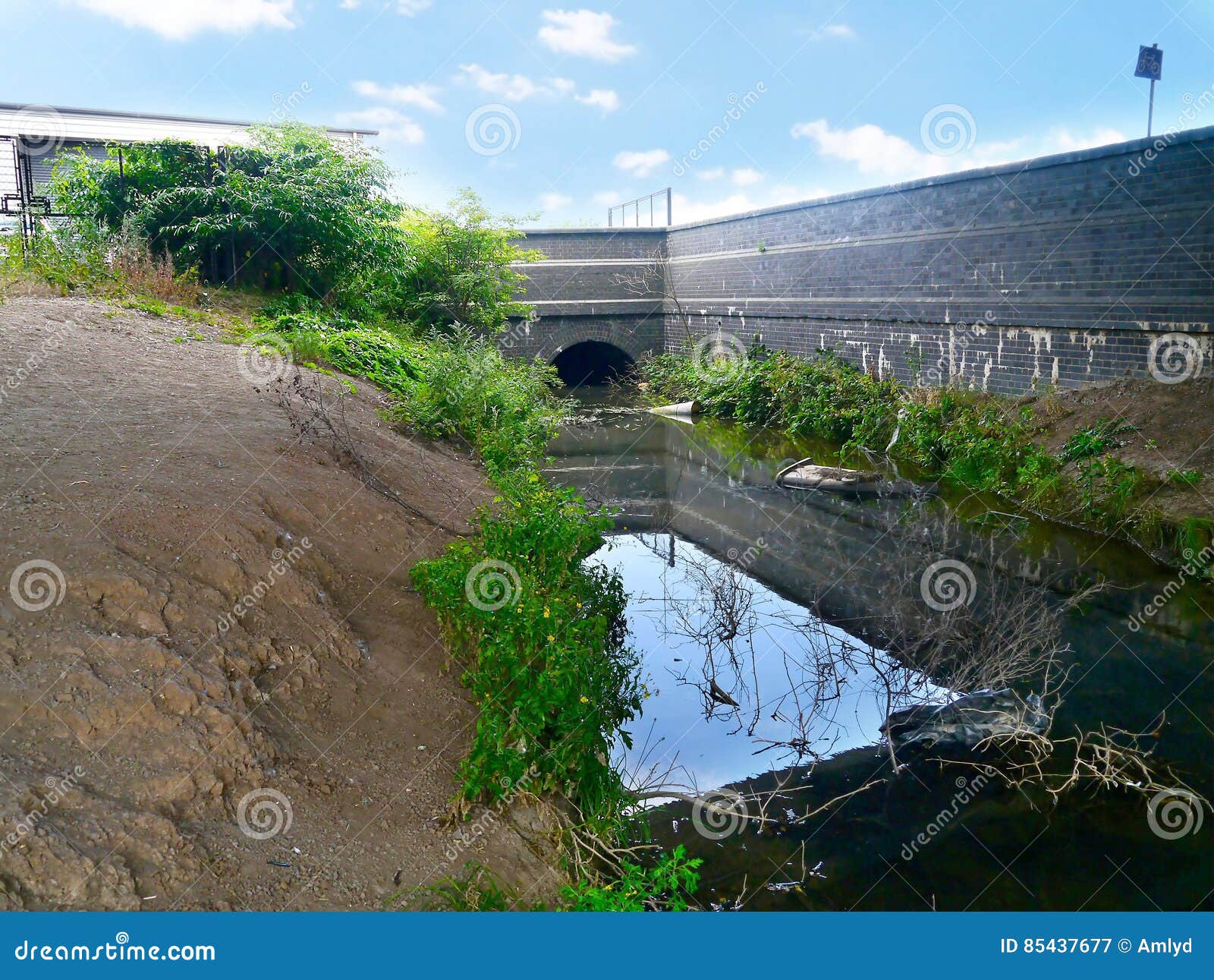 Small polluted stream stock image. Image of dark, contaminated - 85437677