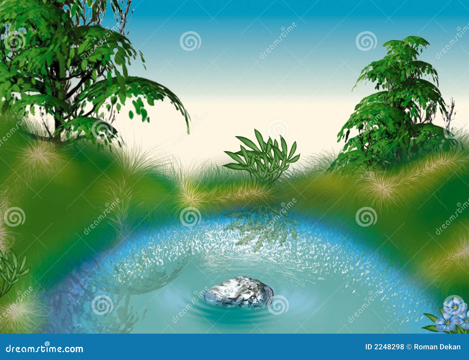 Cartoon Pond Background