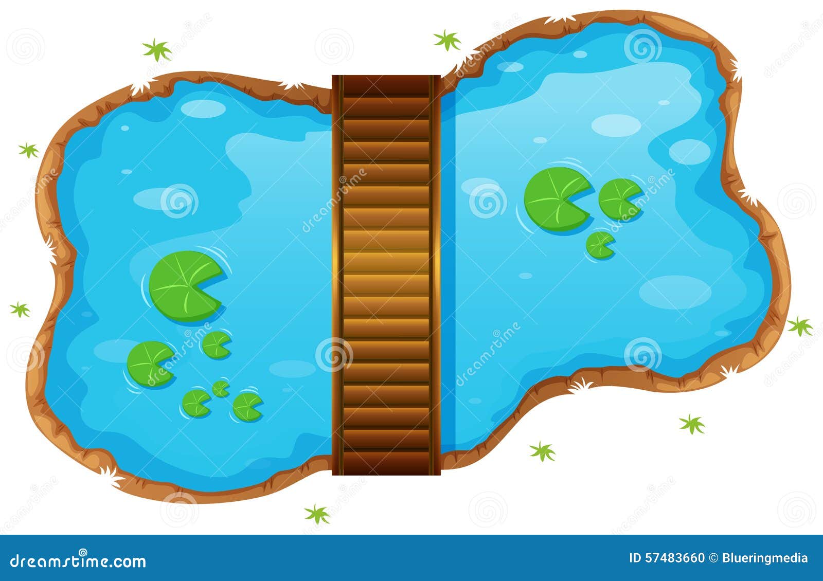 Small Pond With A Bridge Stock Illustration - Image: 57483660