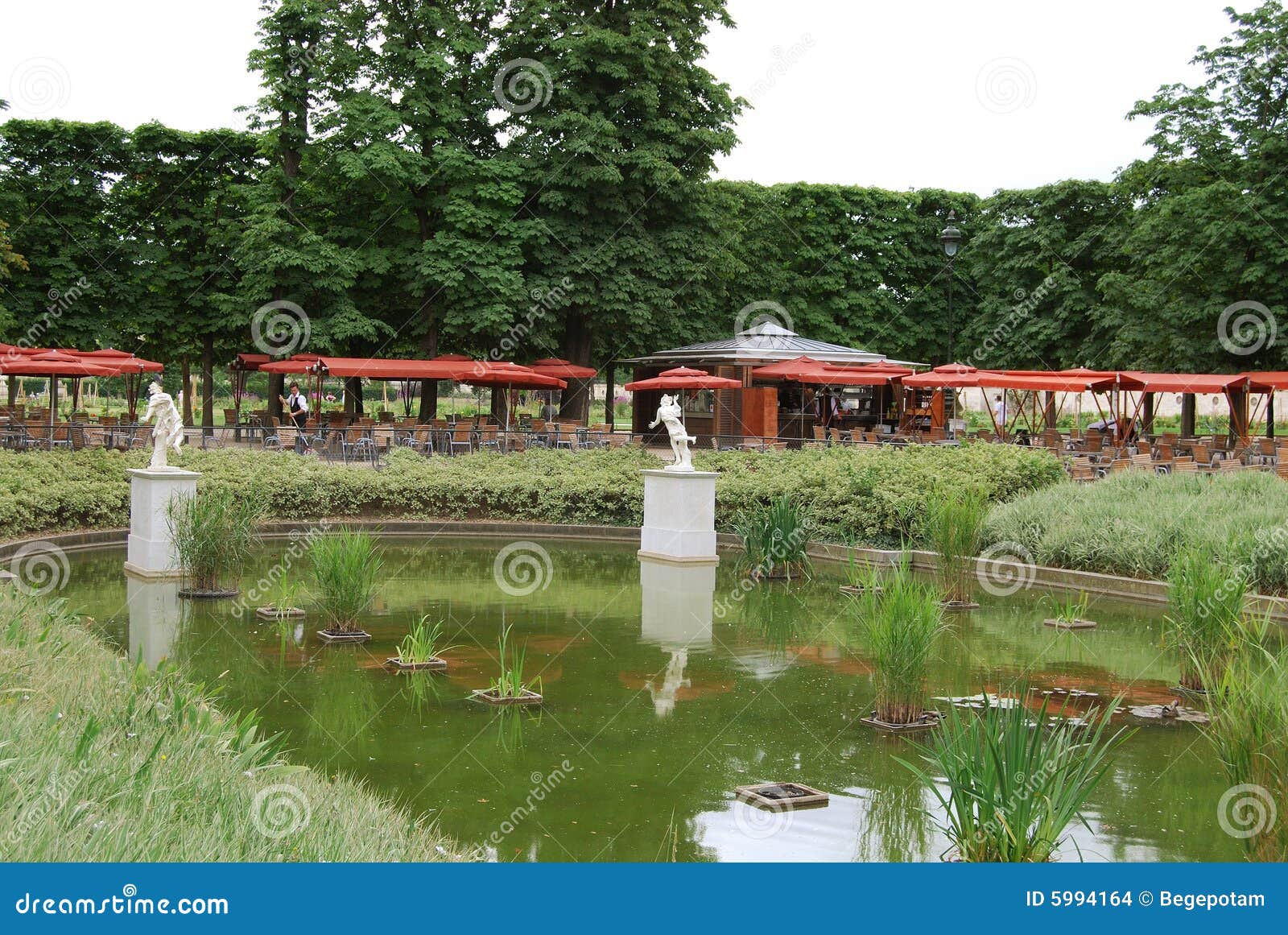 Small Pond and Cafe in Tuileries Park Stock Photo - Image of pond ...