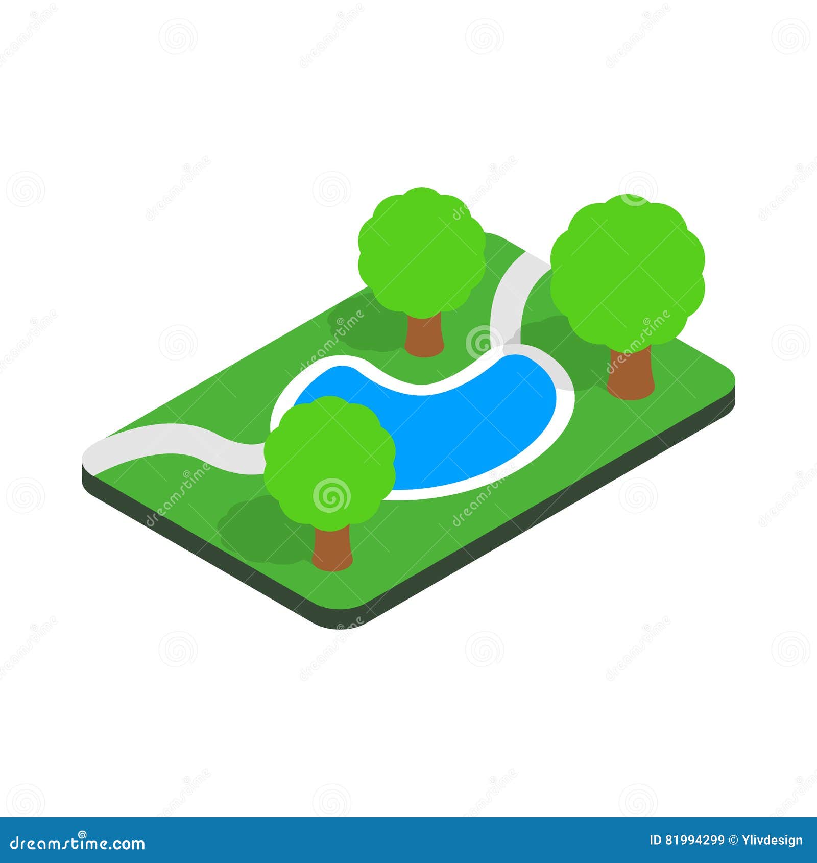 Small Pond in the Park Icon, Isometric 3d Style Stock Vector ...