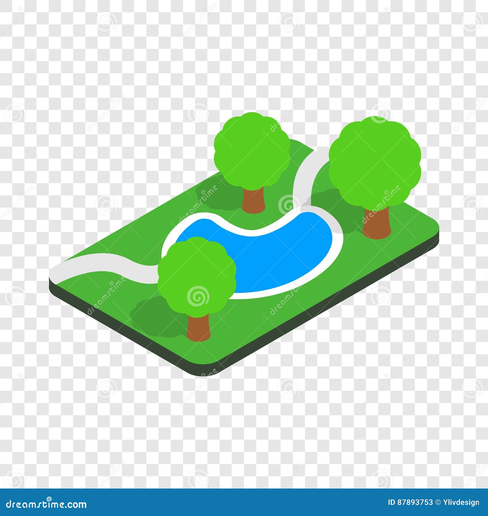 Small Pond in the Park Isometric Icon Stock Vector - Illustration of ...