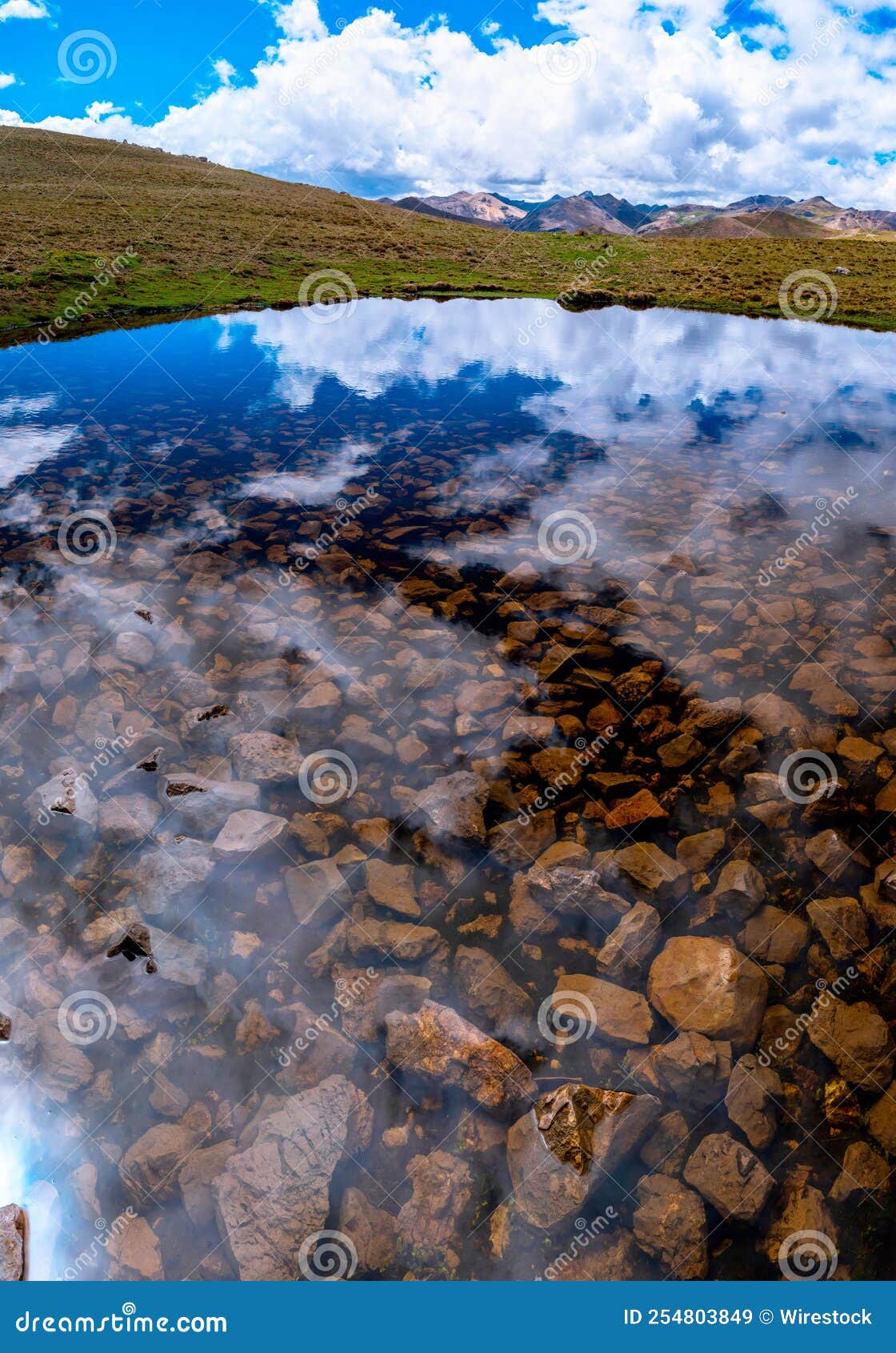 Small Pool of Water Formed by the Rains in the Andes, Peru, Reflecting ...