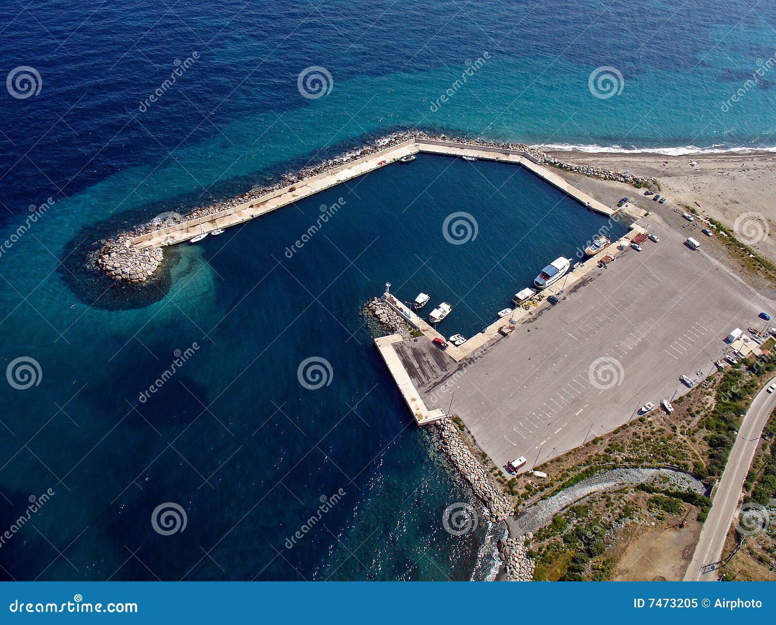 Small port aerial stock image. Image of tourism, greece - 7473205
