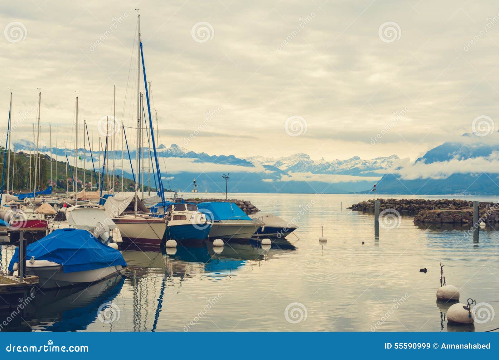 Small Port on the Lake Geneva Stock Image - Image of lake, lutry: 55590999