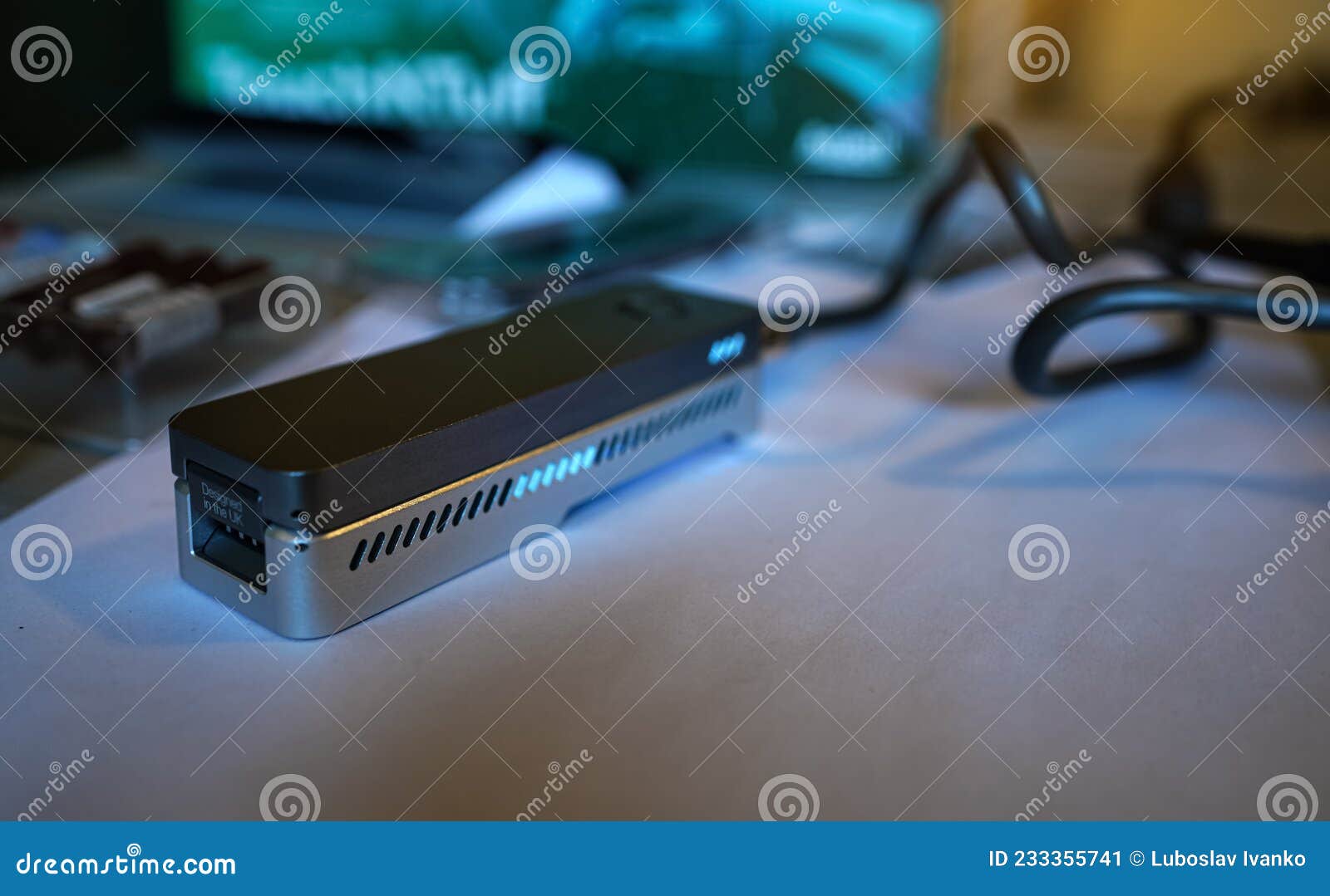 Small Portable DNA Flow Cell Sequencer, Closeup Shallow Depth of Field ...